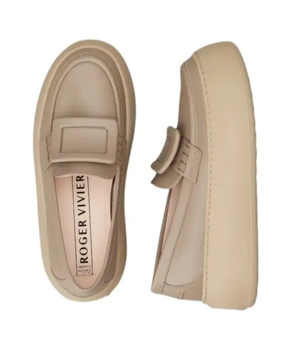 ROGER VIVIER Viv' Up Loafers In Leather - Grey