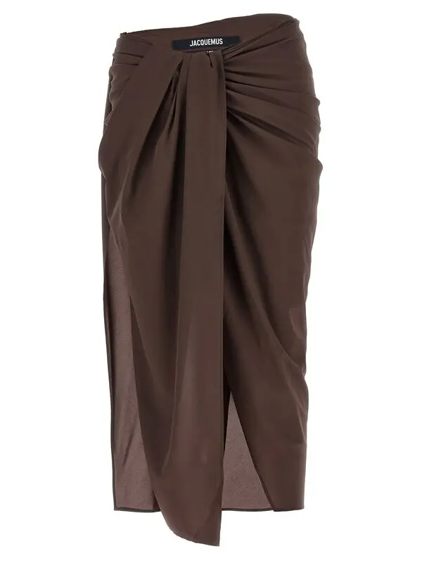 Jacquemus Draped Asymmetric Hem Skirt - Brown