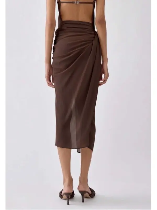 Jacquemus Draped Asymmetric Hem Skirt - Brown