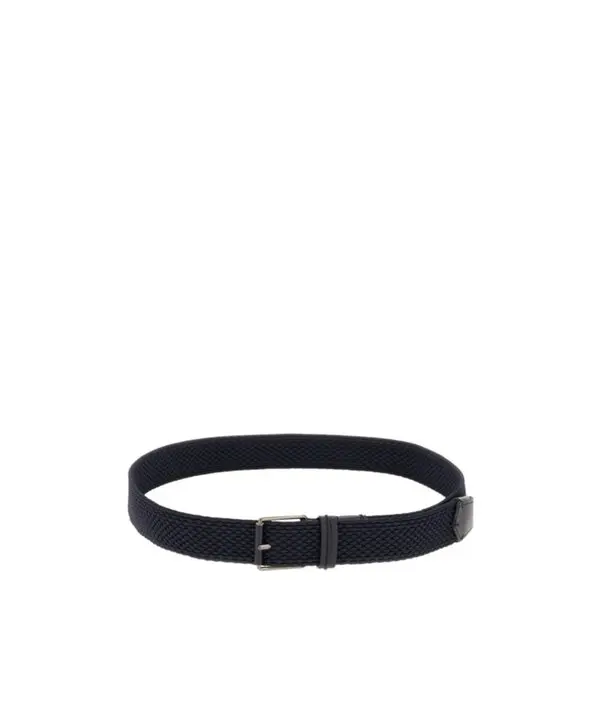 Zegna Woven Belt With Leather Trim - Black