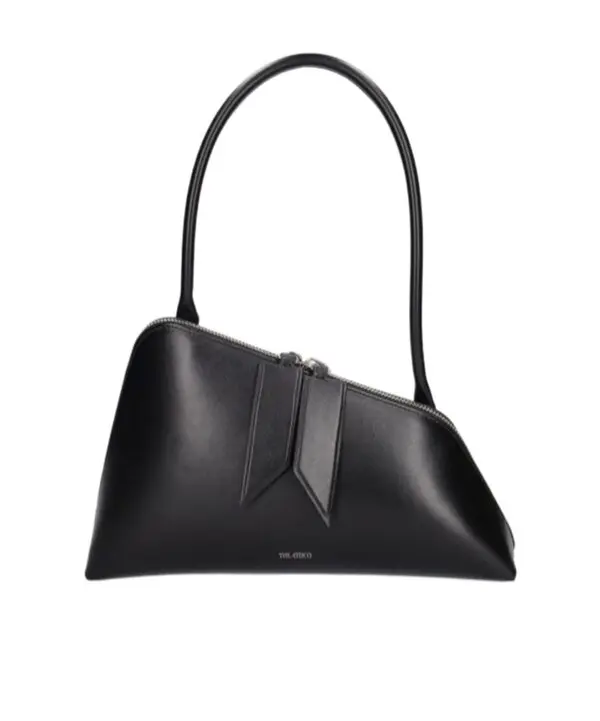 Attico Sunrise Leather Shoulder Bag - Black