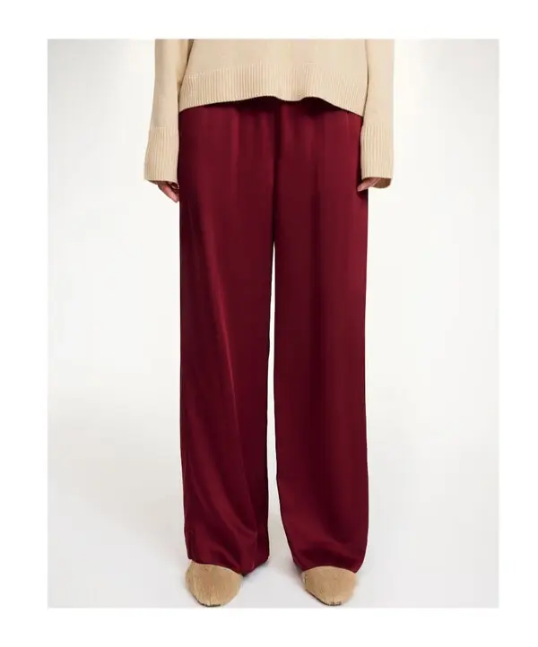 BY MALENE BIRGER Cabello Wide Leg Satin Trousers - Cabernet
