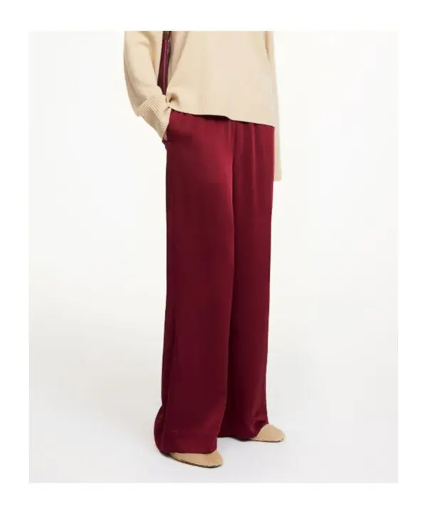 BY MALENE BIRGER Cabello Wide Leg Satin Trousers - Cabernet