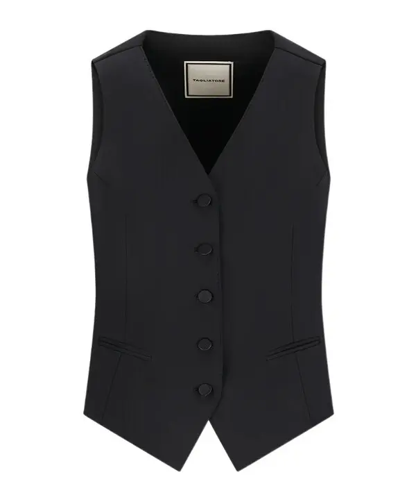 Tagliatore Sleeveless V-neck Waistcoat - Black