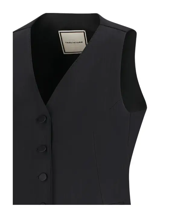 Tagliatore Sleeveless V-neck Waistcoat - Black
