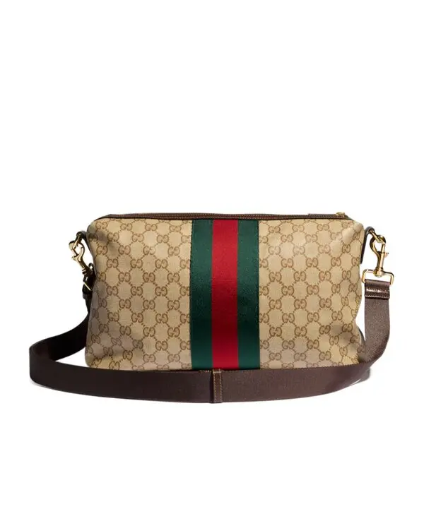 Gucci Web Detailed Gg Monogram Medium Crossbody Bag