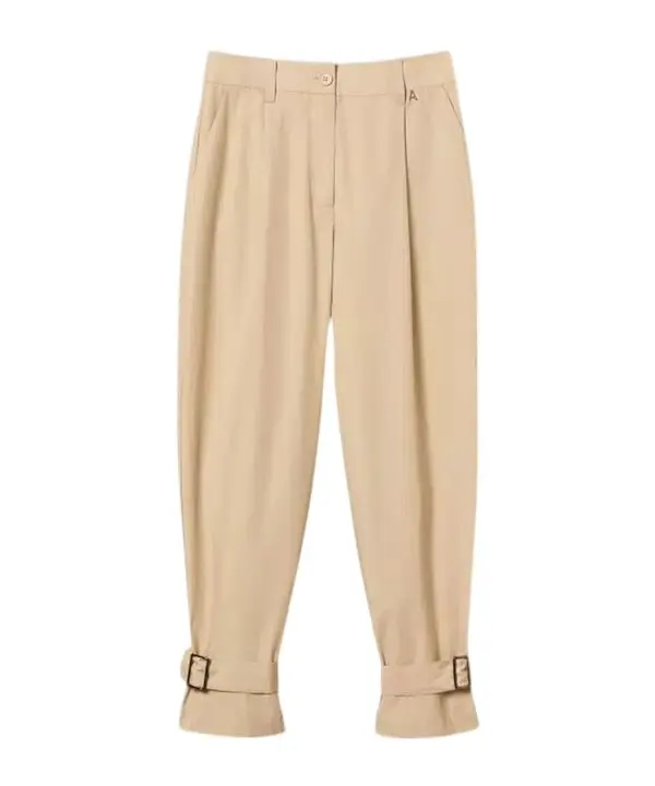 TWINSET Buckled Tailored Trousers - Nude