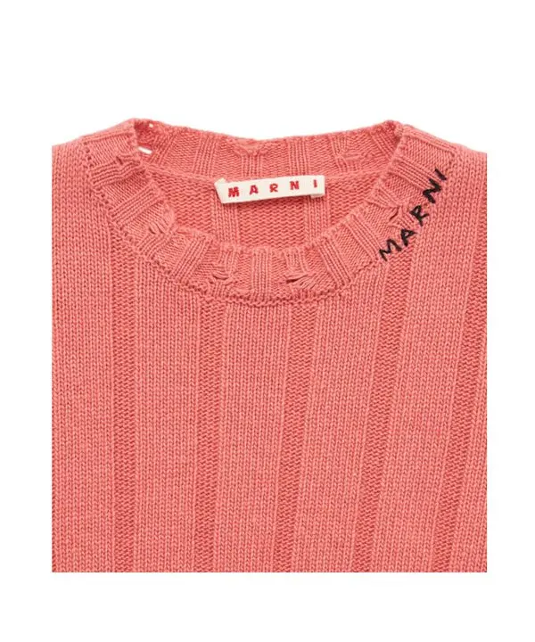 Marni Viscose Blend Knit Sweater With Embroidered Logo