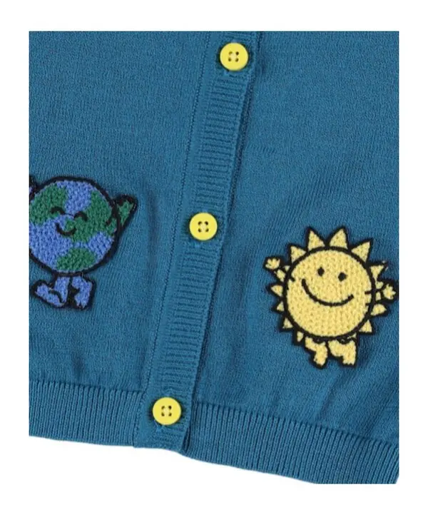 Stella McCartney Cotton Wool Knit Cardigan With Embroidered Patches