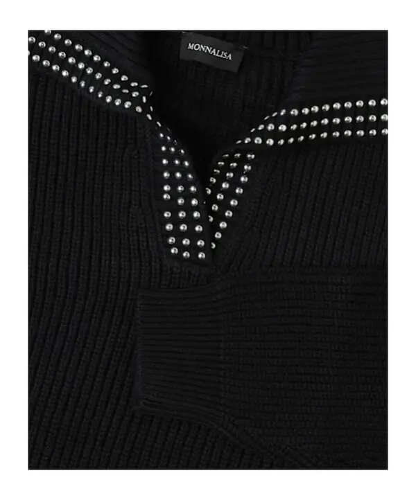 Monnalisa Embellished Poly Blend Knit Sweater