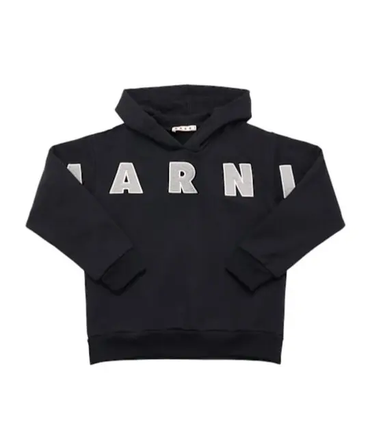 Marni Hooded Cotton Sweatshirt With Logo - Black