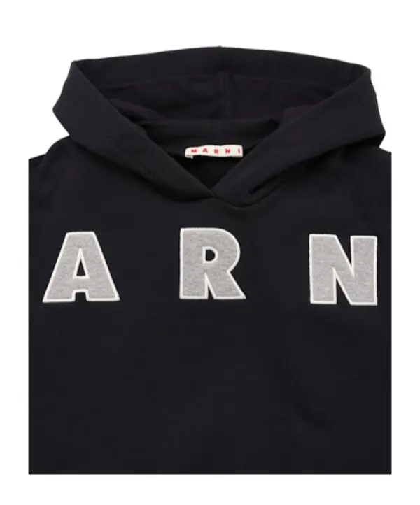 Marni Hooded Cotton Sweatshirt With Logo - Black