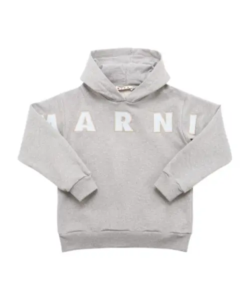 Marni Logo Hooded Cotton Sweatshirt - Gray