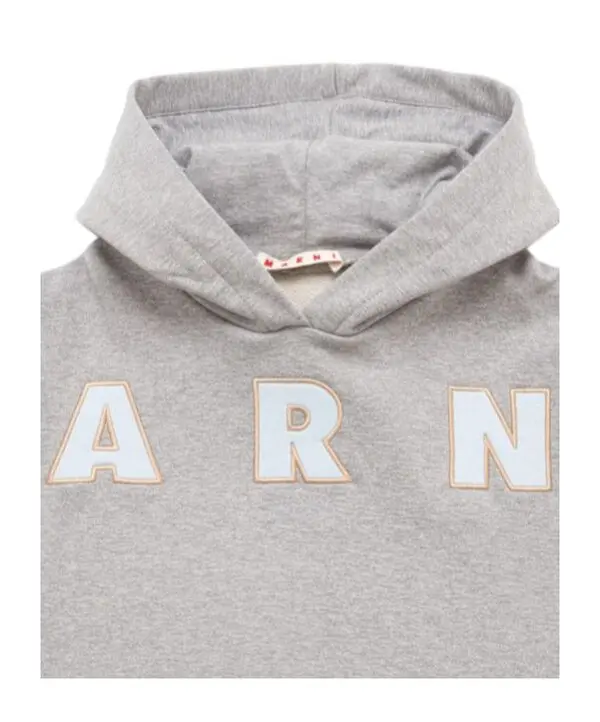 Marni Logo Hooded Cotton Sweatshirt - Gray