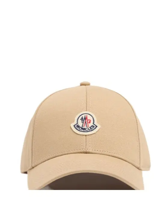 Moncler Logo Cotton Gabardine Baseball Cap - Nude