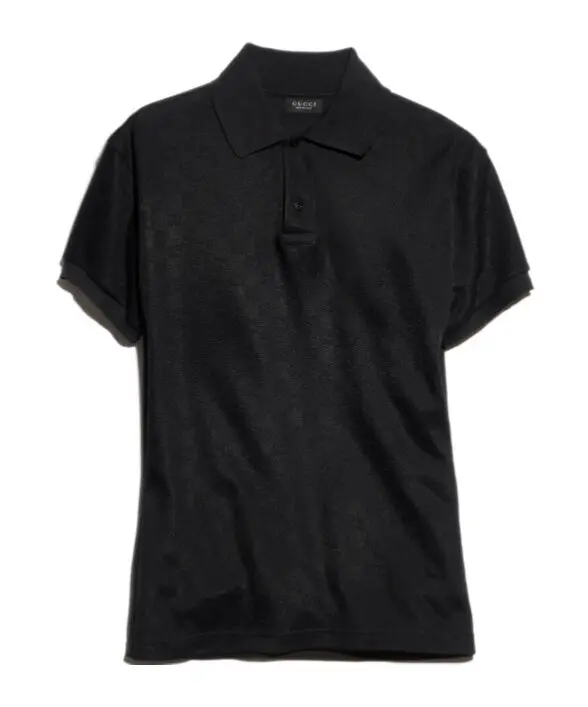 Gucci Gg Technical Jersey Jacquard Polo Shirt - Black