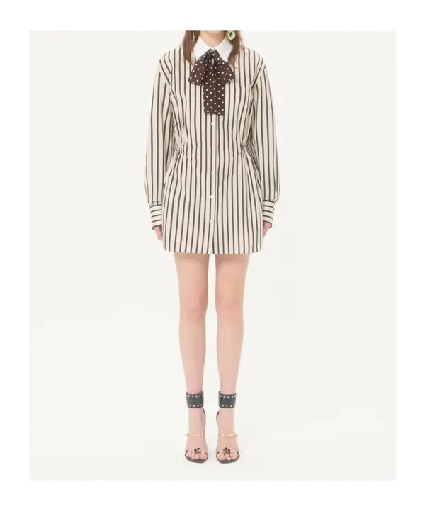Valentino Garavani Striped Dress With Bow Detail - White