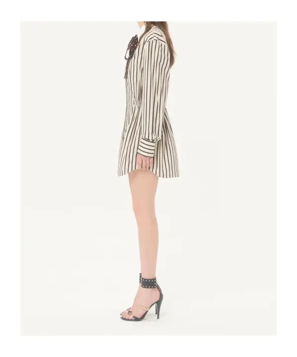 Valentino Garavani Striped Dress With Bow Detail - White