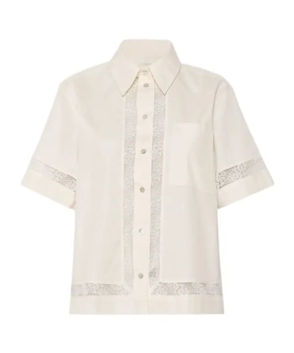 Marella Lace-adorned Cotton Poplin Shirt - White