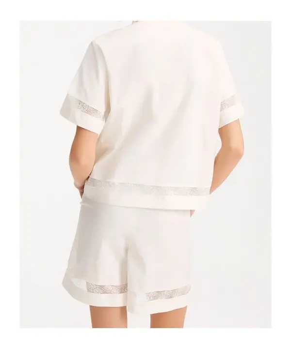 Marella Lace-adorned Cotton Poplin Shirt