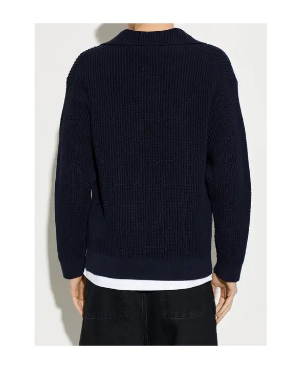 Maison Kitsuné Long Sleeve V-neck Sweater With Fox Head Embroidery