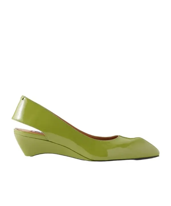 JIL SANDER Slingback Leather Pumps - Green