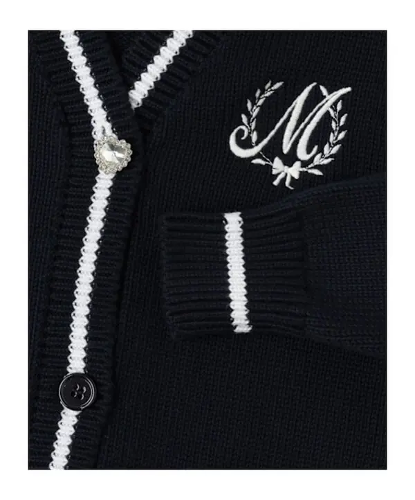Monnalisa Cotton Knit Cardigan With Embroidered Detail