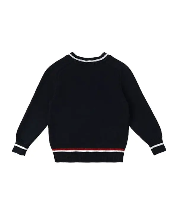 Monnalisa Cotton Knit Cardigan With Embroidered Detail