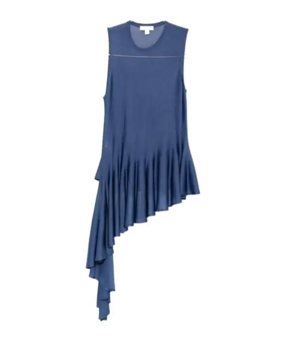 Alaïa Asymmetrical Ruffled Sleeveless Top - Blue