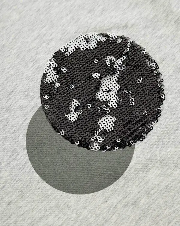 Sportmax Round Neck Short Sleeve T-shirt With Embellished Print - Gray
