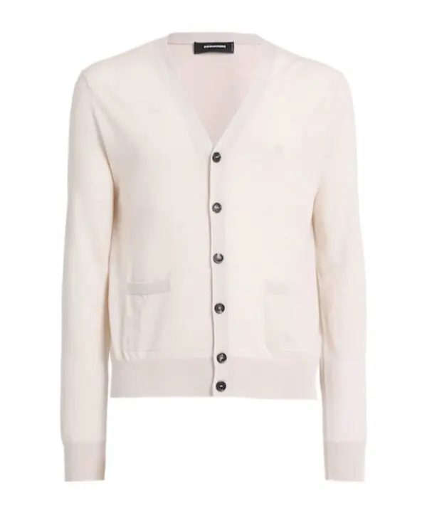 Dsquared2 Knit Cardigan With Ribbed Trim - White