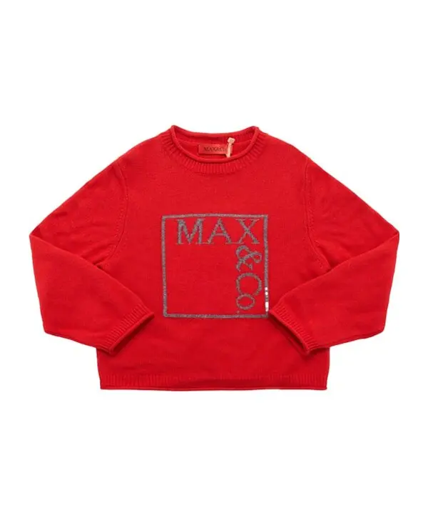 MAXCO. Max&co. Wool Blend Knit Sweater With Front Logo Detail