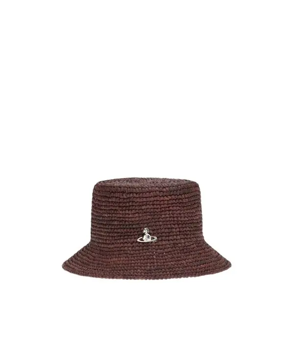 VIVIENNE WESTWOOD Orb Raffia Bucket Hat - Brown