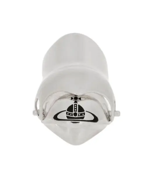 VIVIENNE WESTWOOD Silver Knuckle Ring With Enamelled Orb Motif - Platinum-black-enamel