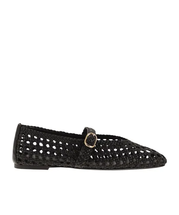 STUART WEITZMAN Woven Nappa Leather Flats With Adjustable Strap
