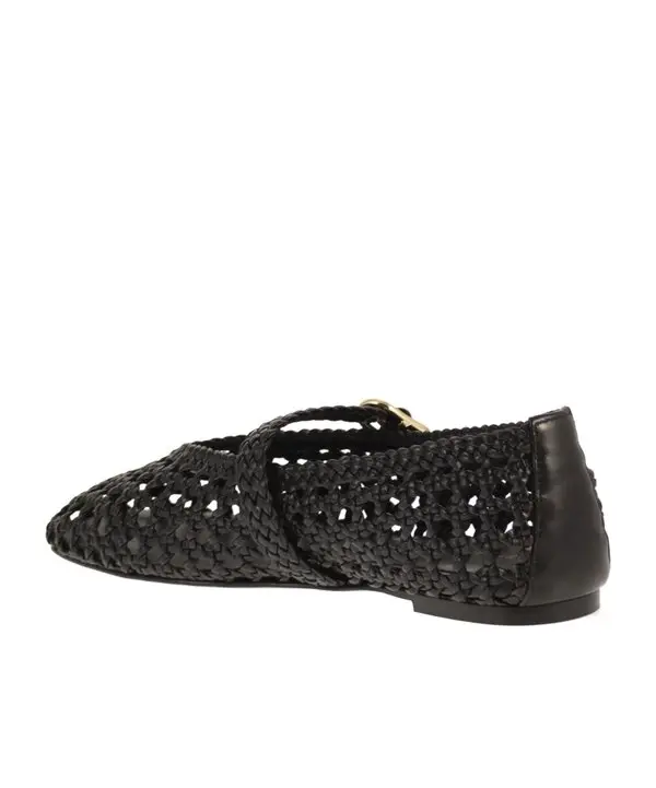 STUART WEITZMAN Woven Nappa Leather Flats With Adjustable Strap