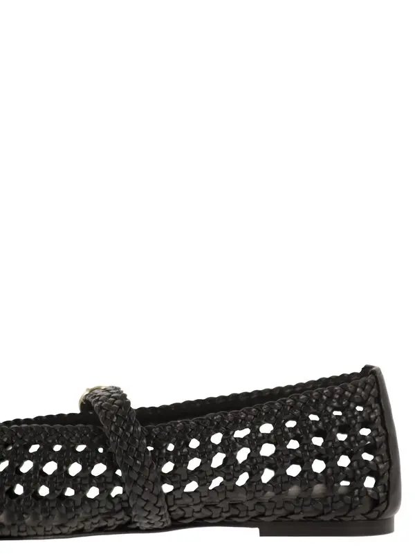 STUART WEITZMAN Woven Nappa Leather Flats With Adjustable Strap