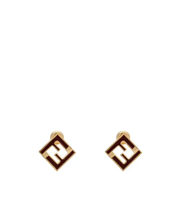 Fendi Logo Stud Earrings - Yellow