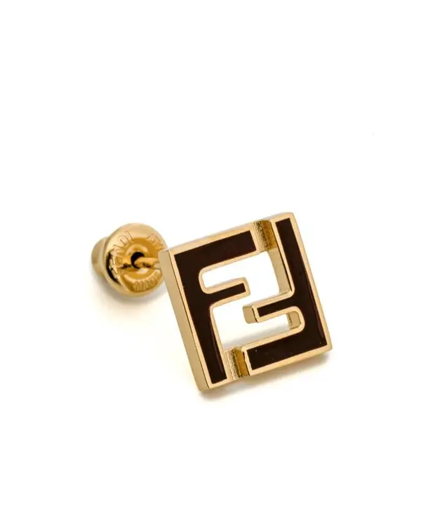 Fendi Logo Stud Earrings - Yellow