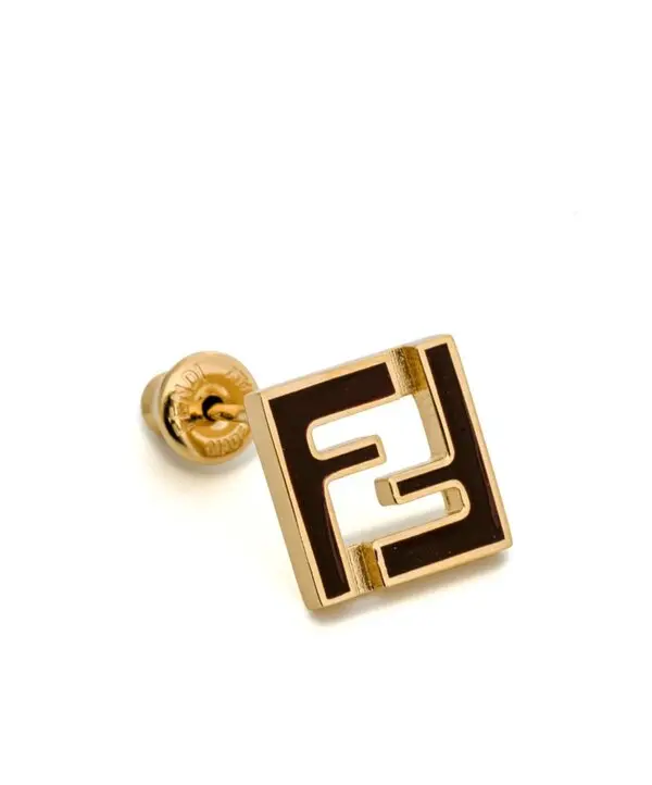 Fendi Logo Stud Earrings - Yellow