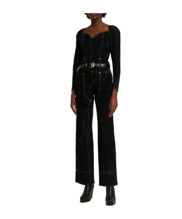Stella McCartney Velvet Denim Workwear Straight Leg Pants