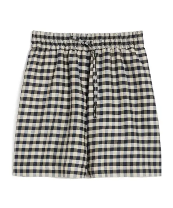 Max Mara Gingham Check Drawstring Shorts - Navy Blue