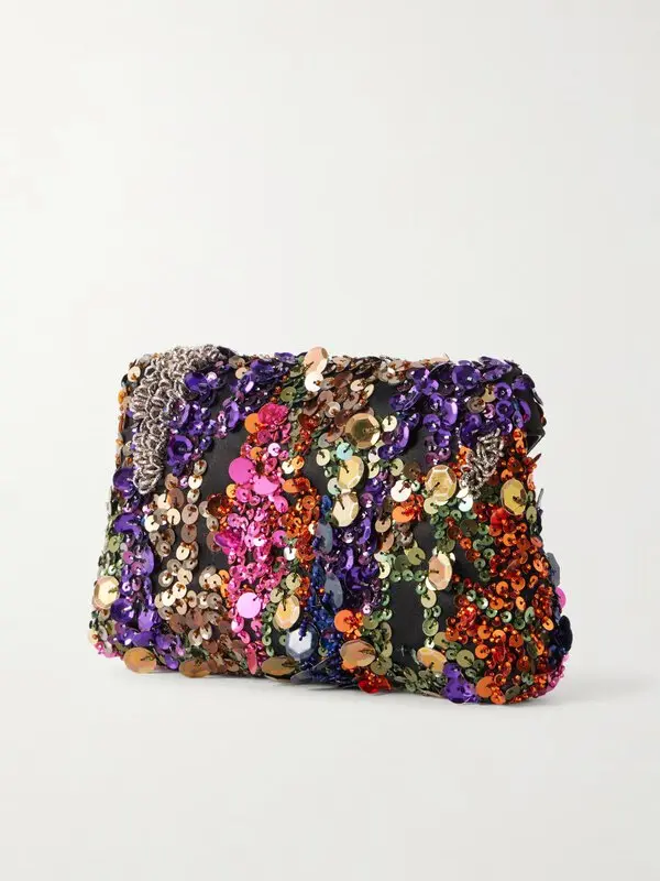 Dries Van Noten Sequined Beaded Clutch