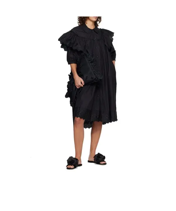 Simone Rocha Floral Appliqué Square Toe Open Toe Slippers