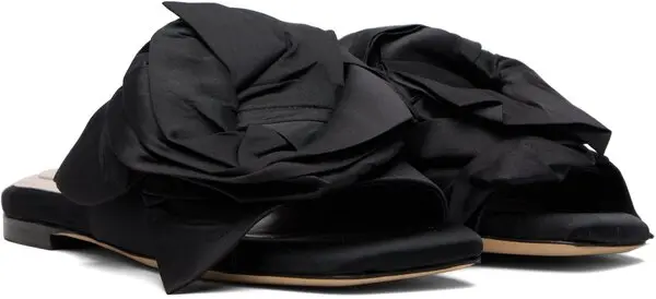 Simone Rocha Floral Appliqué Square Toe Open Toe Slippers