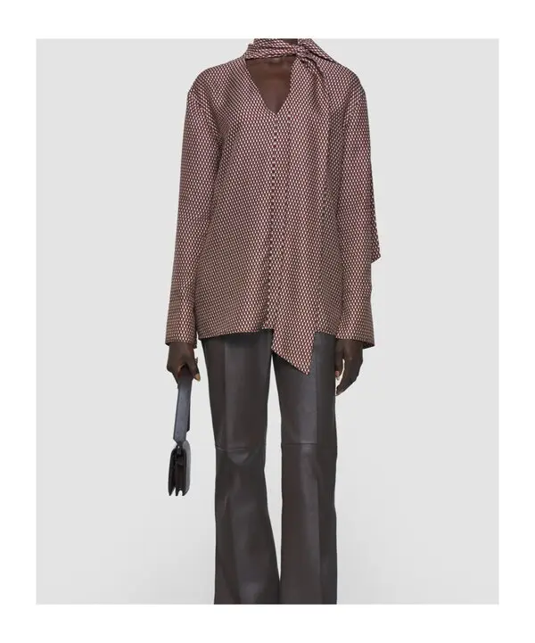 JOSEPH Adele Printed Silk Blend Blouse - Ruby Combo