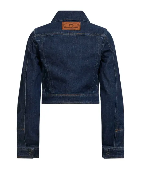 MARINE SERRE Cropped Moon Print Denim Jacket