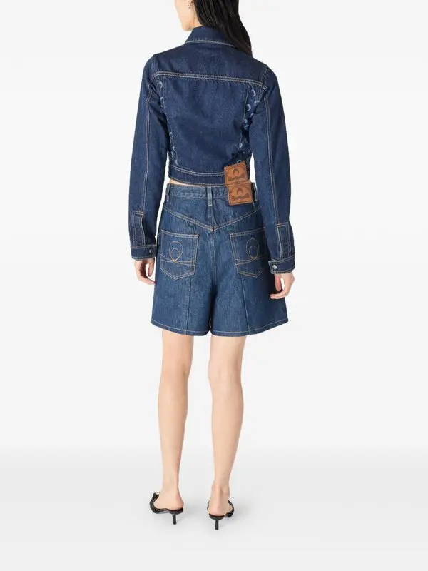MARINE SERRE Cropped Moon Print Denim Jacket - No