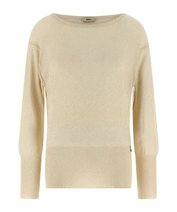 Herno Sequinned Knitted Jumper With Metallic Details - Light Brown
