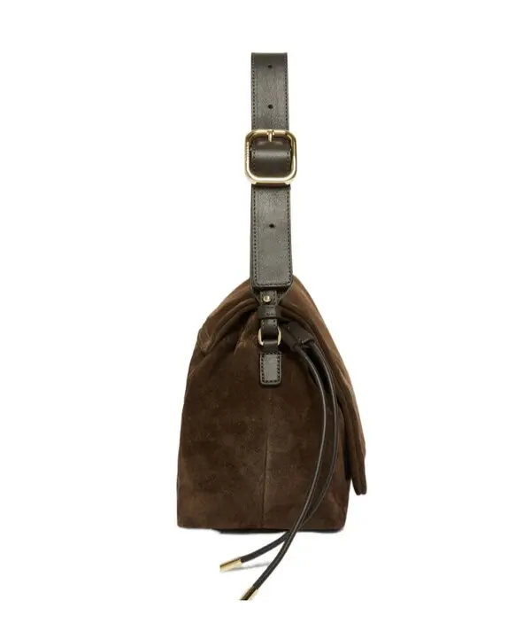 Marella Suede Drawstring Bag - Dark Brown